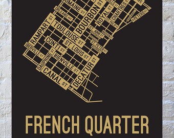 The French Quarter Map New Orleans Neighborhood Art Print - Etsy