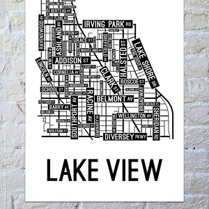 Lake View, Chicago Street Map Poster, Canvas, or Metal Print - Etsy