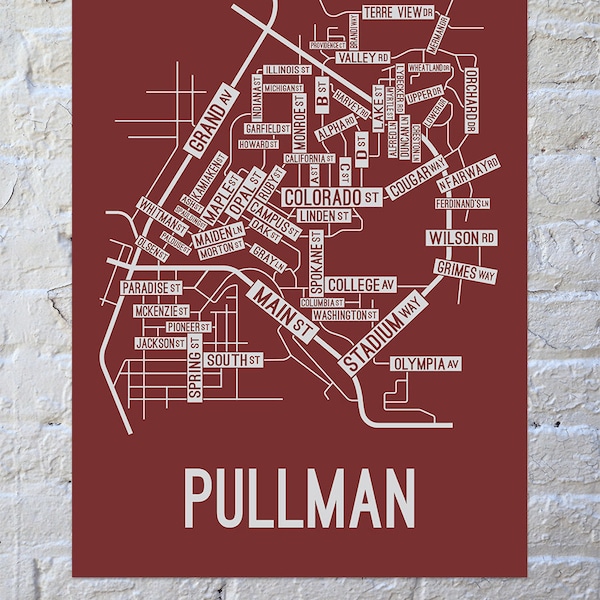 Pullman Wa Street Map - Etsy