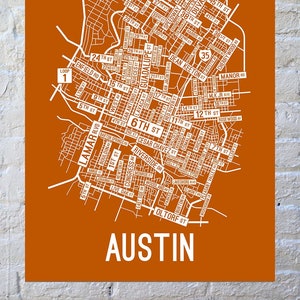 Austin Texas Street Map Poster Canvas or Metal Print - Etsy