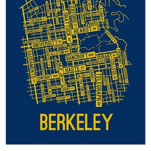 Berkeley, California Street Map Poster, Acrylic, Canvas, Metal Print ...