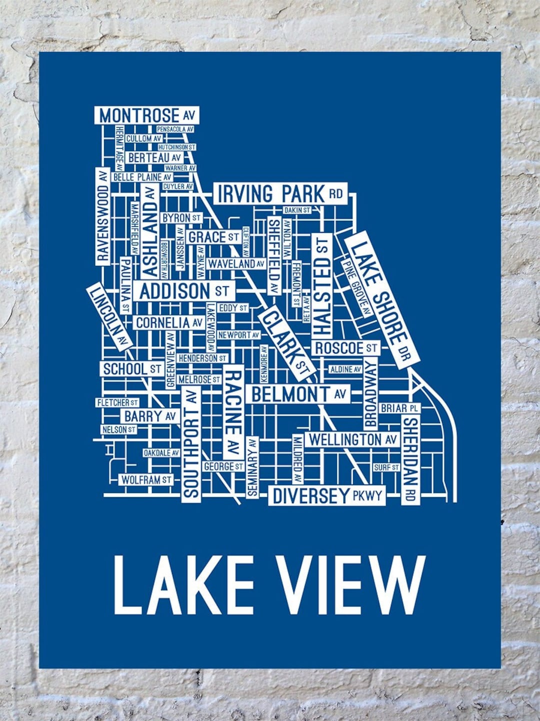 Lake View, Chicago Street Map Poster, Canvas, or Metal Print - Etsy