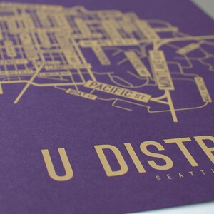 U District, Seattle, Washington Street Map Screen Print College Town ...
