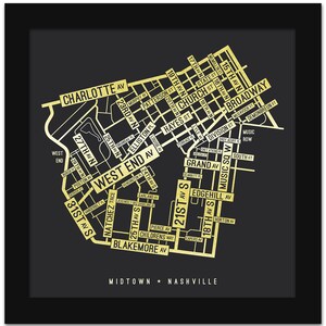 Nashville, Tennessee, midtown Street Map Screen Print - Etsy