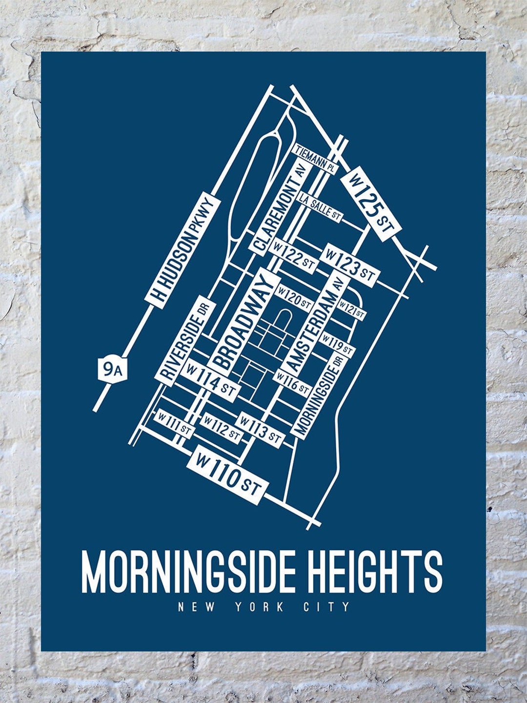 Morningside Heights New York Street Map Poster Canvas or - Etsy