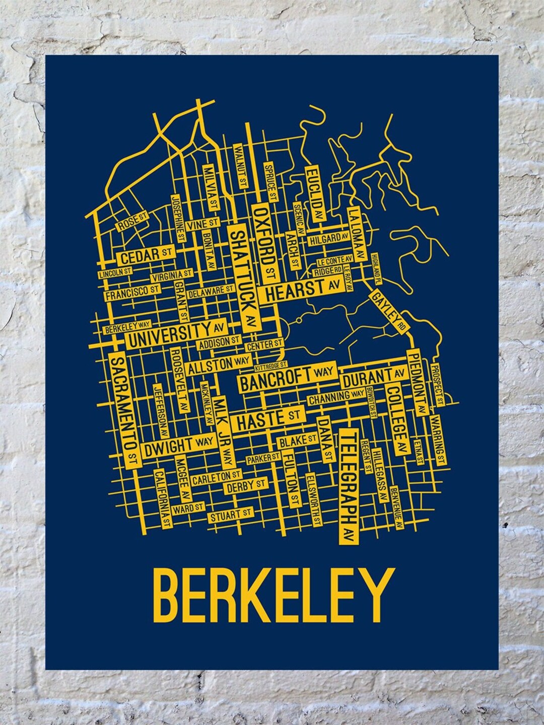 Berkeley, California Street Map Poster, Canvas, or Metal Print - Etsy