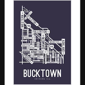 Bucktown Chicago Street Map Screen Print Bucktown Home - Etsy