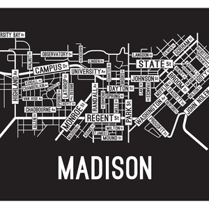 Madison, Wisconsin Street Map Poster, Acrylic, Canvas, Metal Print ...