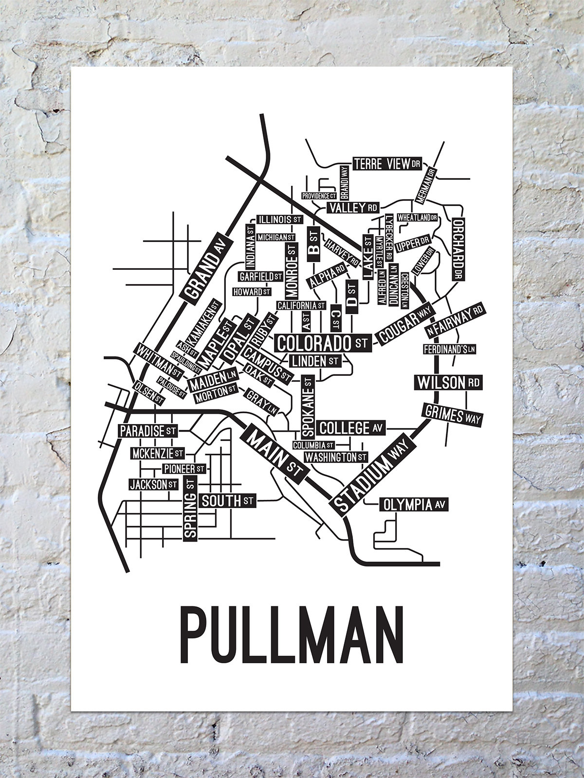 Pullman Washington Street Map Poster Canvas or Metal Print - Etsy
