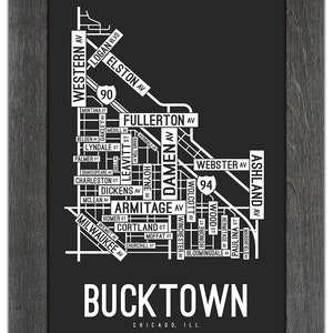 Bucktown Chicago Street Map Screen Print Bucktown Home - Etsy