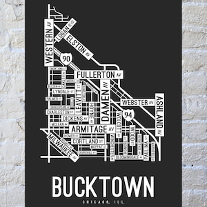 Bucktown Chicago Street Map Screen Print Bucktown Home - Etsy