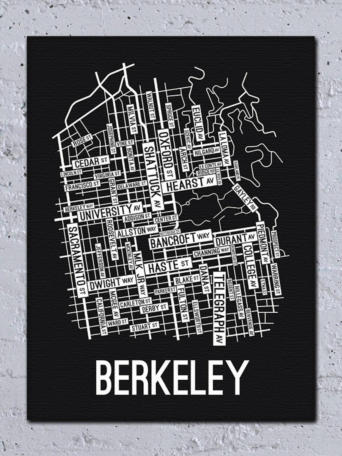 Berkeley California Street Map Poster Canvas or Metal Print - Etsy