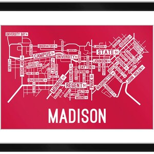 Madison, Wisconsin Street Map Poster, Acrylic, Canvas, Metal Print ...