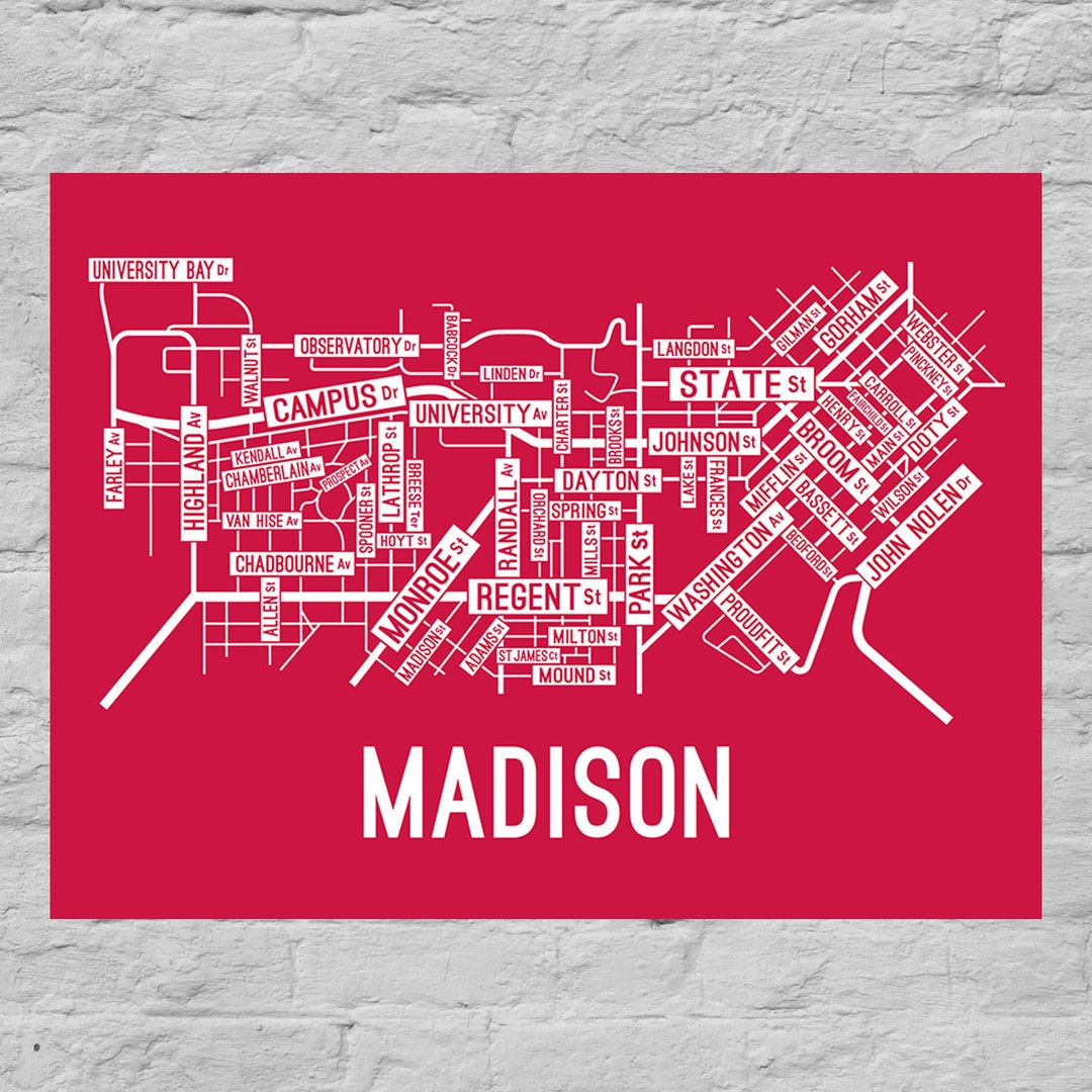 Madison, Wisconsin Street Map Poster, Canvas, or Metal Print - Etsy
