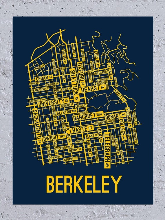 Berkeley California Street Map Poster Canvas or Metal Print - Etsy