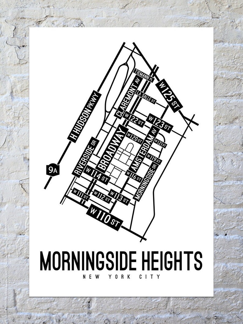 Morningside Heights New York Street Map Poster Canvas or - Etsy