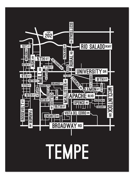 Mapa De La Ciudad De Tempe, Arizona Tempe, Arizona Map Detailed