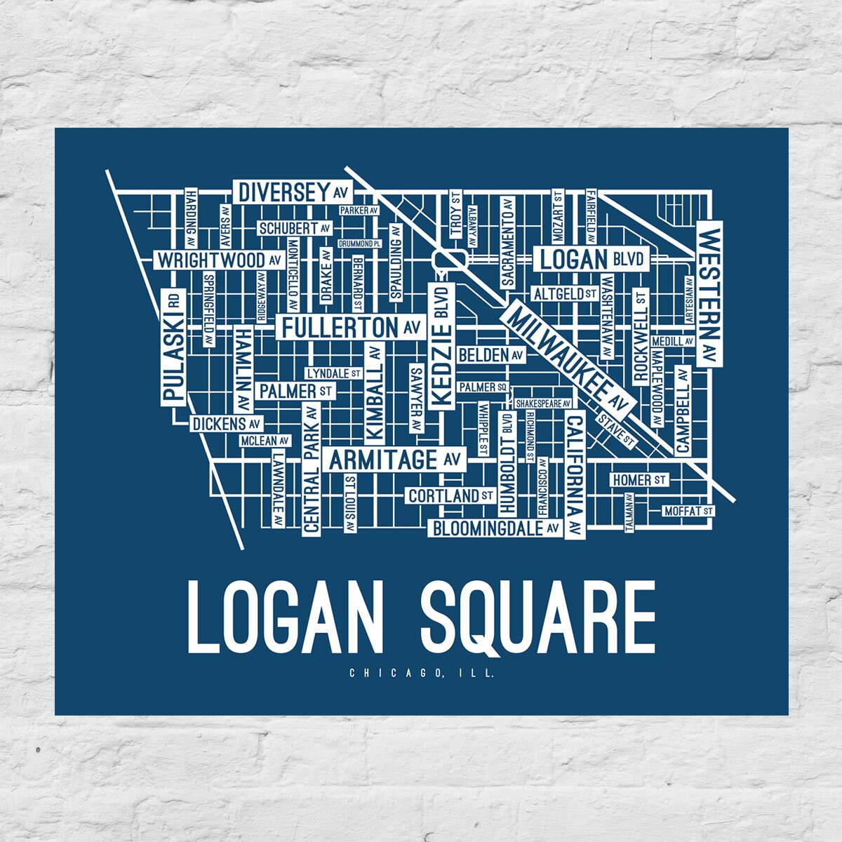 Logan Square Chicago Street Map Screen Print Chicago - Etsy