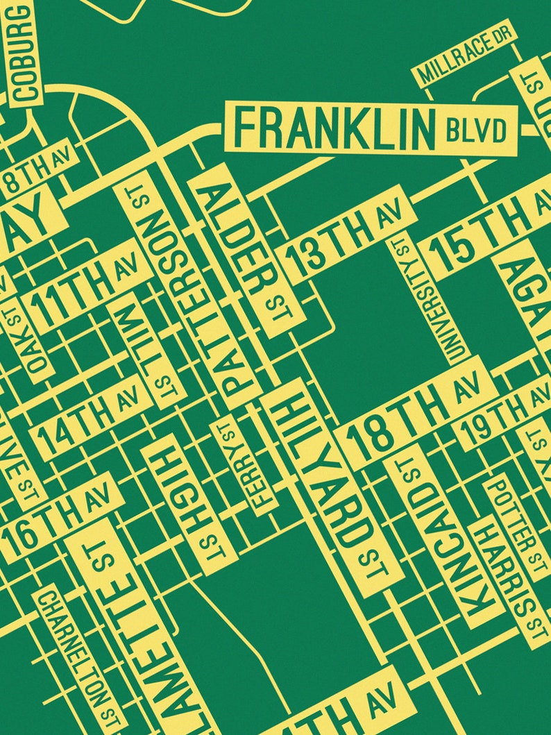 Eugene Oregon Street Map Screen Print | Etsy