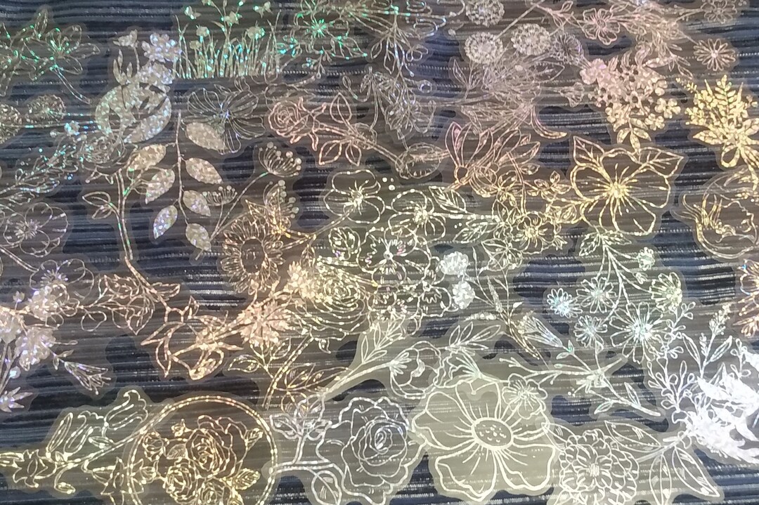 Holographic Flowers Stickers 10 Pack, Silver Foil Holofoil Metallic ...