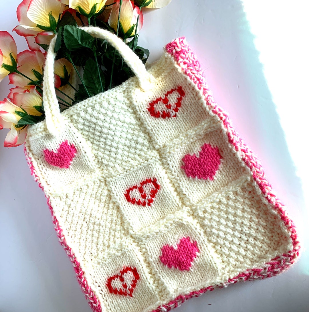 Hearts A Plenty Tote Bag - PDF Knitting Pattern - for Immediate ...