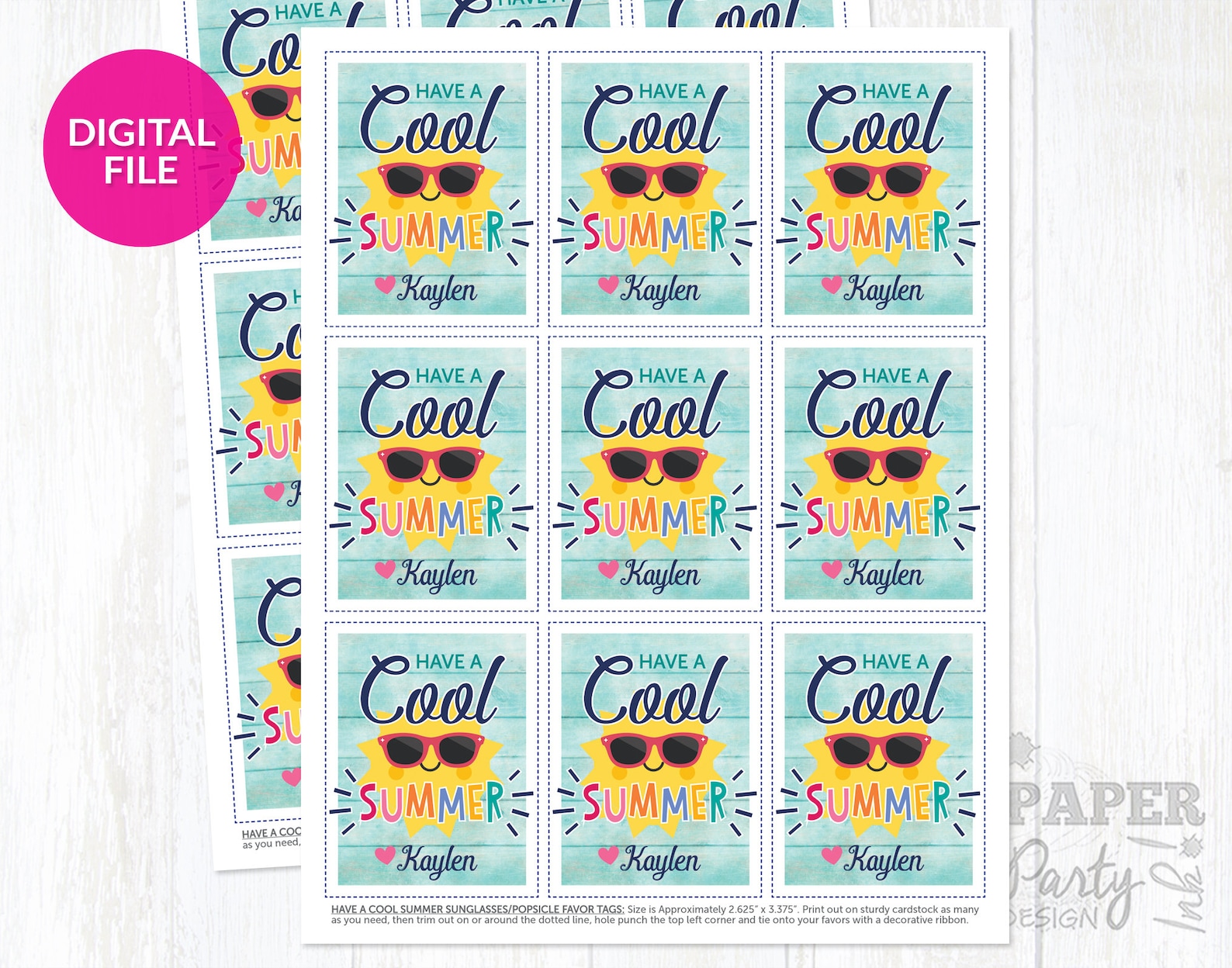 Digital Have a Cool Summer Tags, Summer Favor Tags for School ...