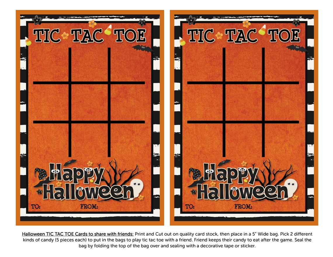 Halloween Printable Tic Tac Toe Card, Halloween Favor Game Card ...