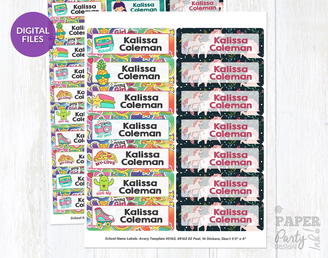 Printable Name Labels for School Personalized Name Stickers | Etsy