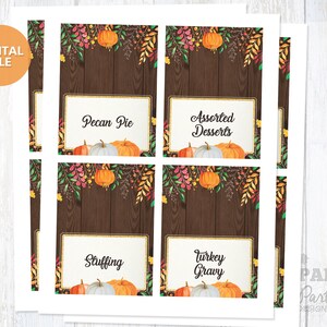 Thanksgiving Printable Food Labels, Fall Printable Food Labels ...