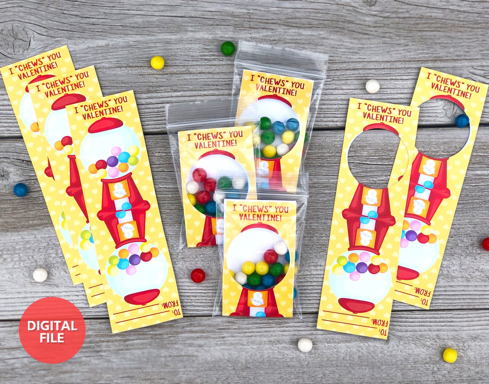 Printable Valentine's Day Gumball Cards I | Etsy