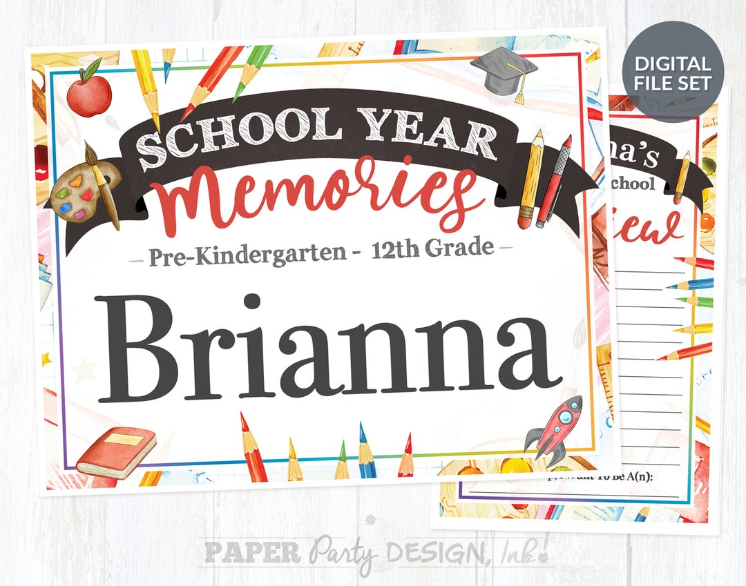 Cover and Interview Sheet Only- Personalized School Memory Box ...