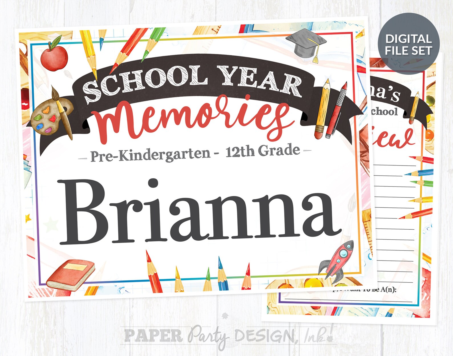 Personalized School Memory Box Printable Kit, DIY School Keepsake Kit ...