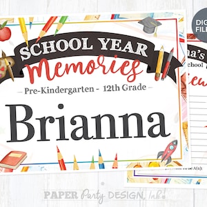 Personalized School Memory Box Printable Kit, DIY School Keepsake Kit ...