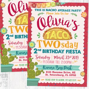 Taco Twosday Birthday Party Invitation, Taco Twosday Party Printable ...