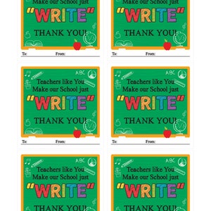 Printable Teacher Appreciation Just WRITE Tags, Teacher Appreciation ...