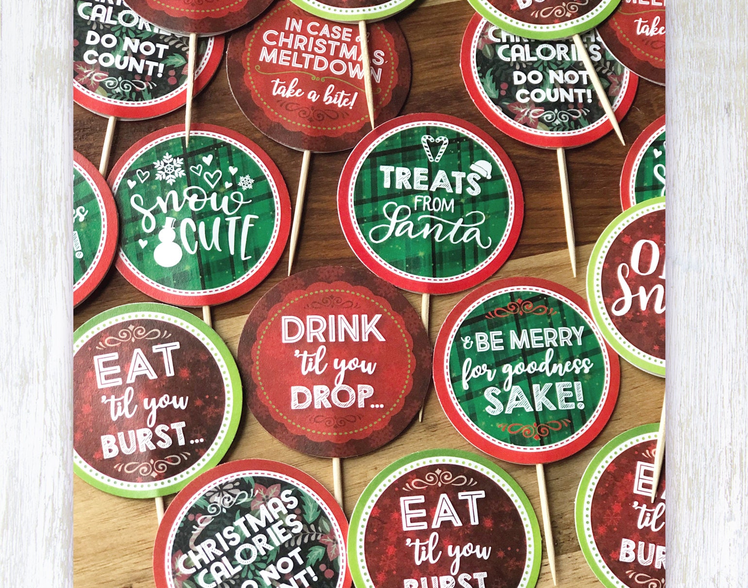 Christmas Party Cupcake Toppers and Table Confetti, Christmas Printable ...