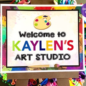 Printable Art Party Welcome Sign, 8" X 10" Paint Party Art Studio Sign ...