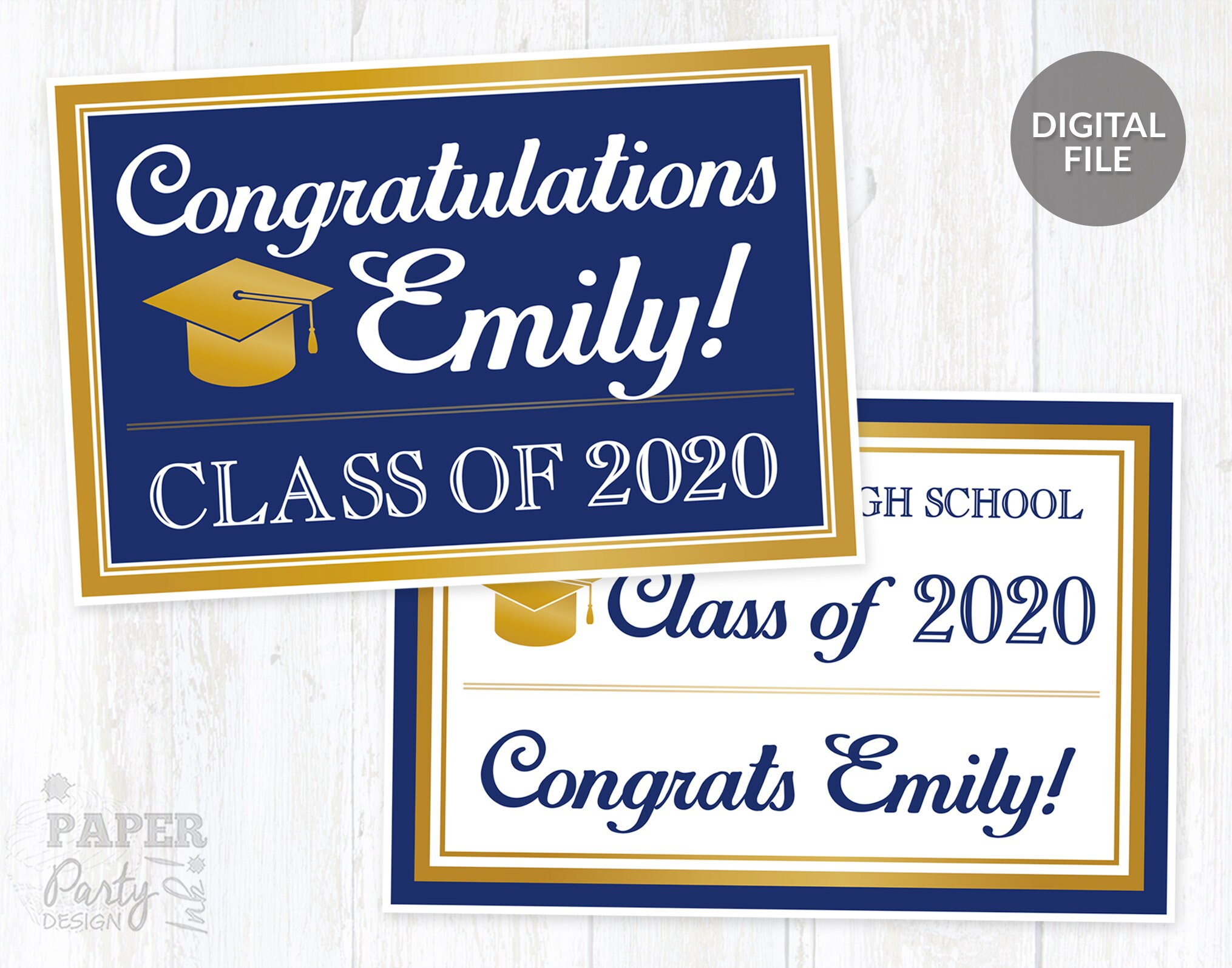 Printable Graduation Sign Set of 2, Senior Class of 2020 Signs, Grad ...