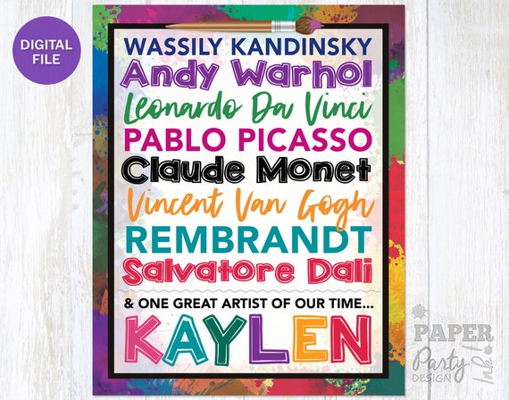 Printable Art Party Personalized Artist Sign 8 X 10 Paint | Etsy