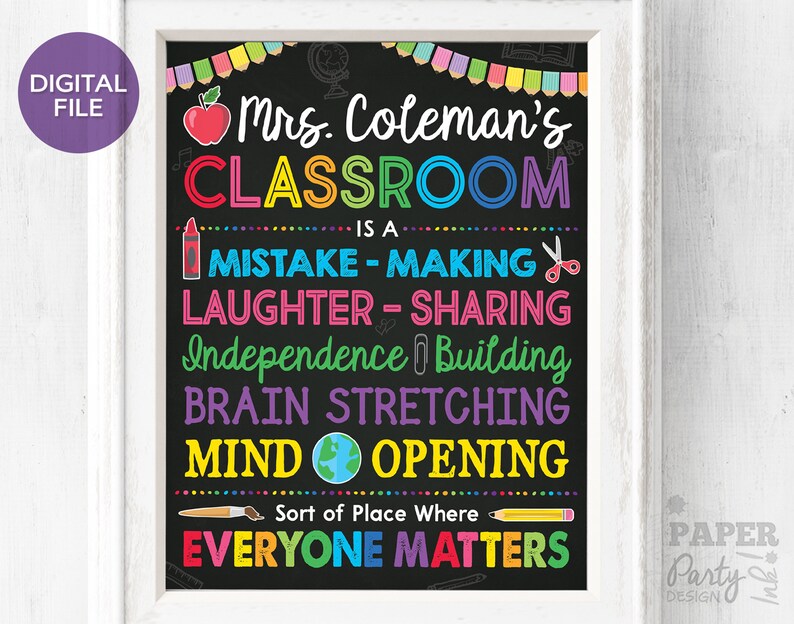 Everyone Matters Personalized Classroom Digital Poster 16" X 20 ...