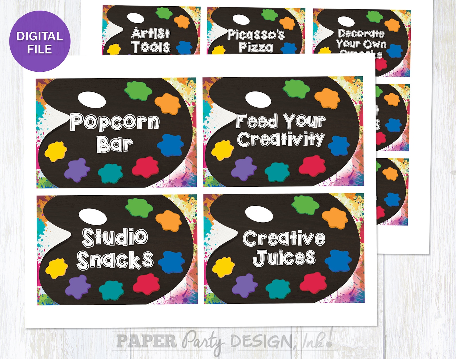 Printable Art Party Food Labels Paint Party Decorative Food - Etsy