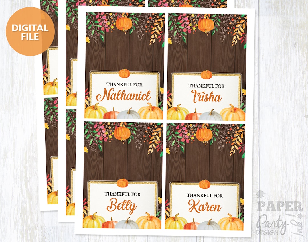 Thanksgiving Printable Name Cards, Fall Printable Place Cards ...