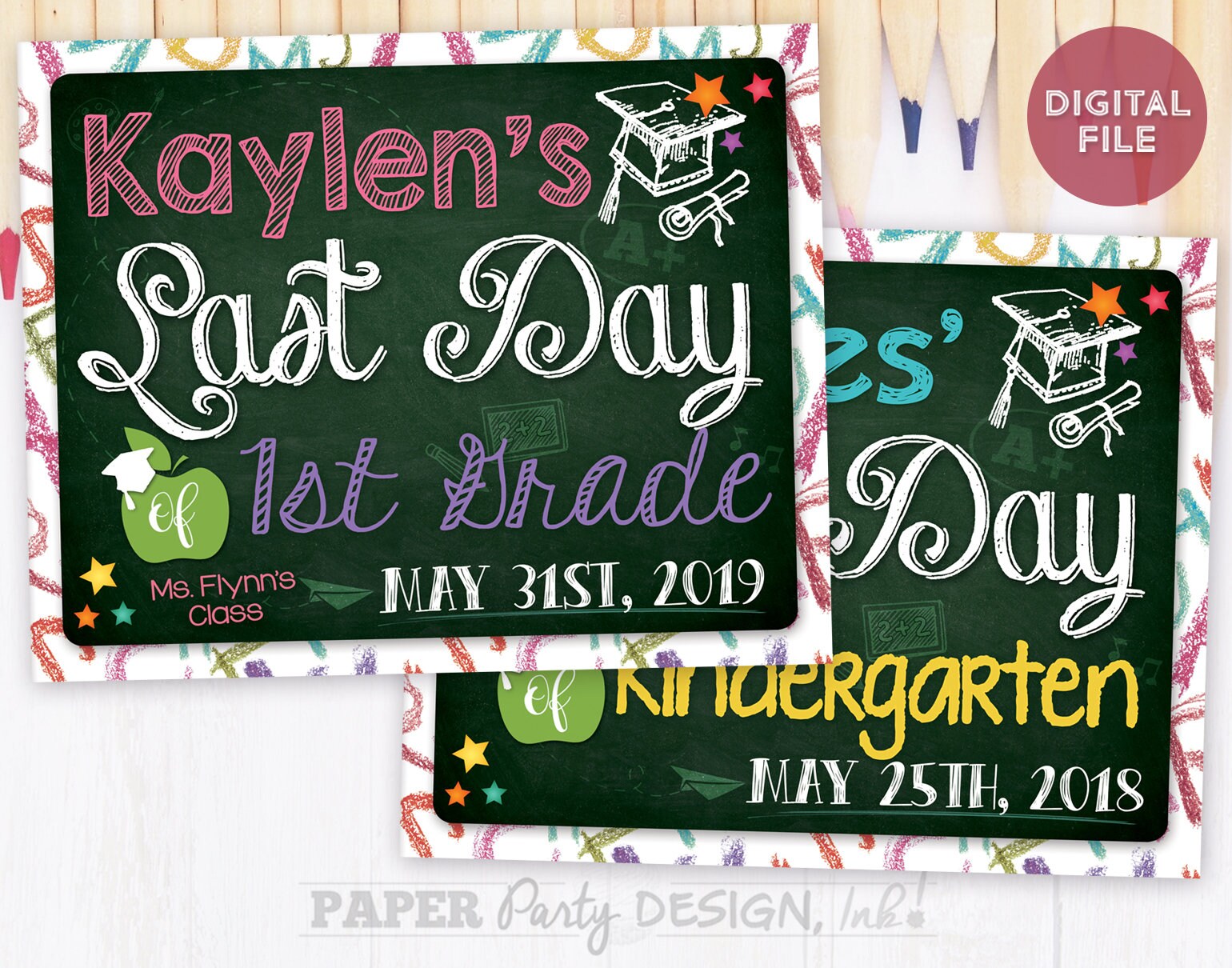 8" X 10" Personalized School Last Day Graduation Sign, Last Day School ...