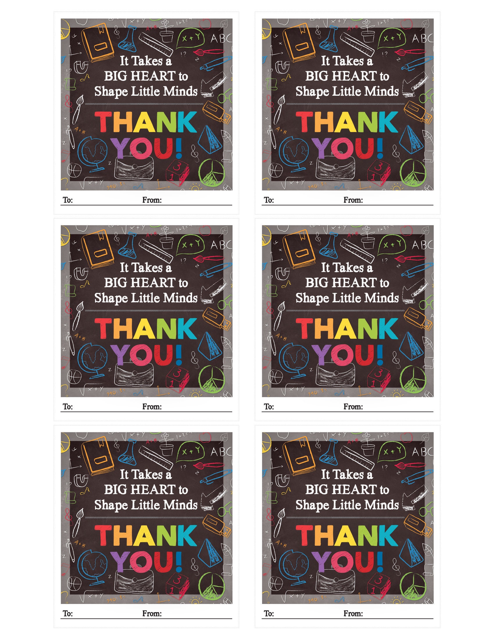 Printable Teacher Appreciation Tags It Takes a Big Heart to | Etsy