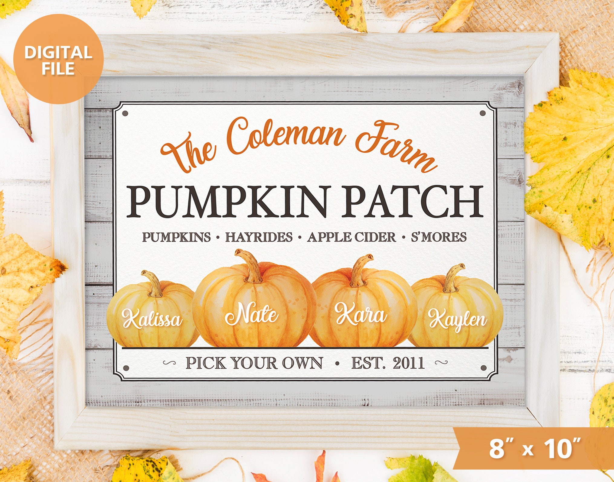 Fall Wall Art Pumpkin Patch Printable Fall Family Sign | Etsy