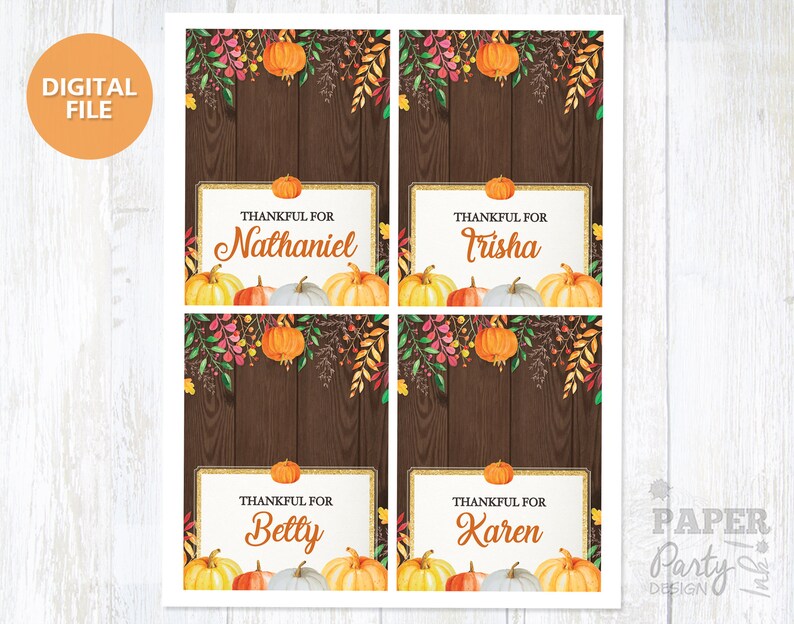 Thanksgiving Printable Name Cards Fall Printable Place Cards - Etsy