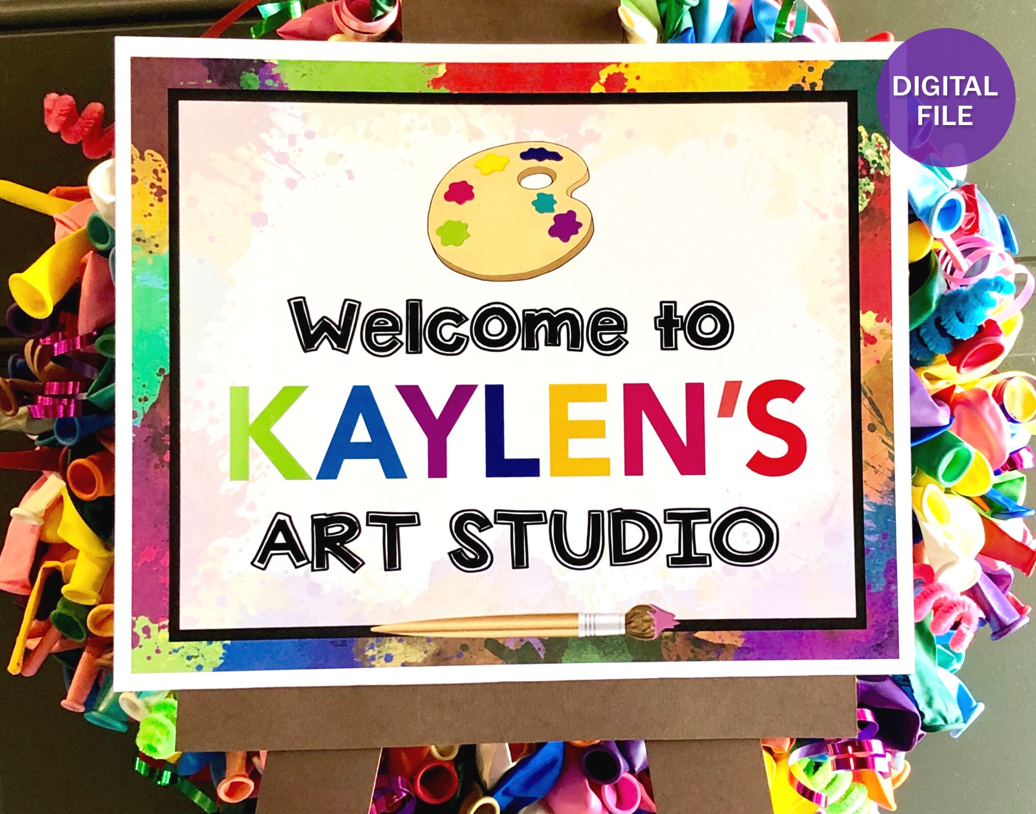 Printable Art Party Welcome Sign, 8" X 10" Paint Party Art Studio Sign ...