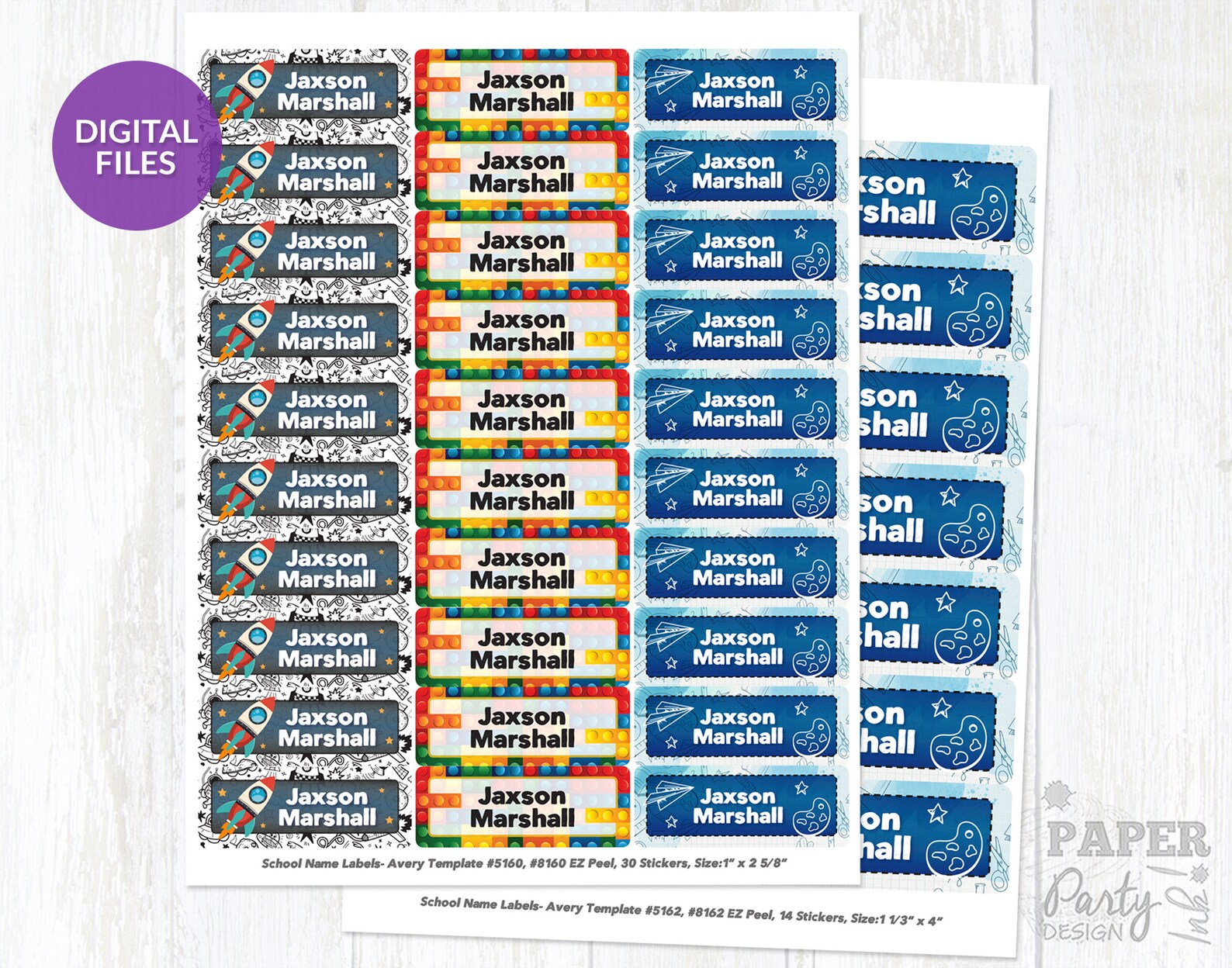 Printable Name Labels for School, Personalized Name Stickers for Boys ...