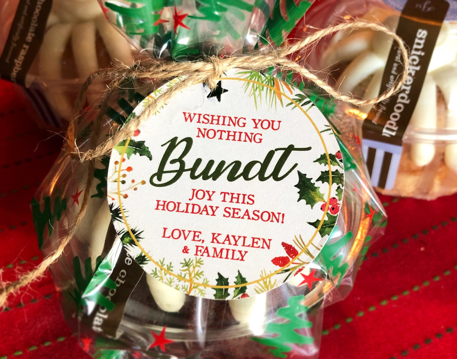 Printable Holiday Bundt Cake Tags Christmas Bundt Cake Gift | Etsy
