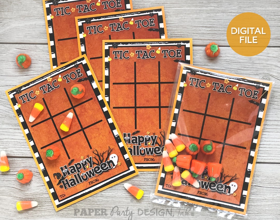Halloween Printable Tic Tac Toe Card, Halloween Favor Game Card ...
